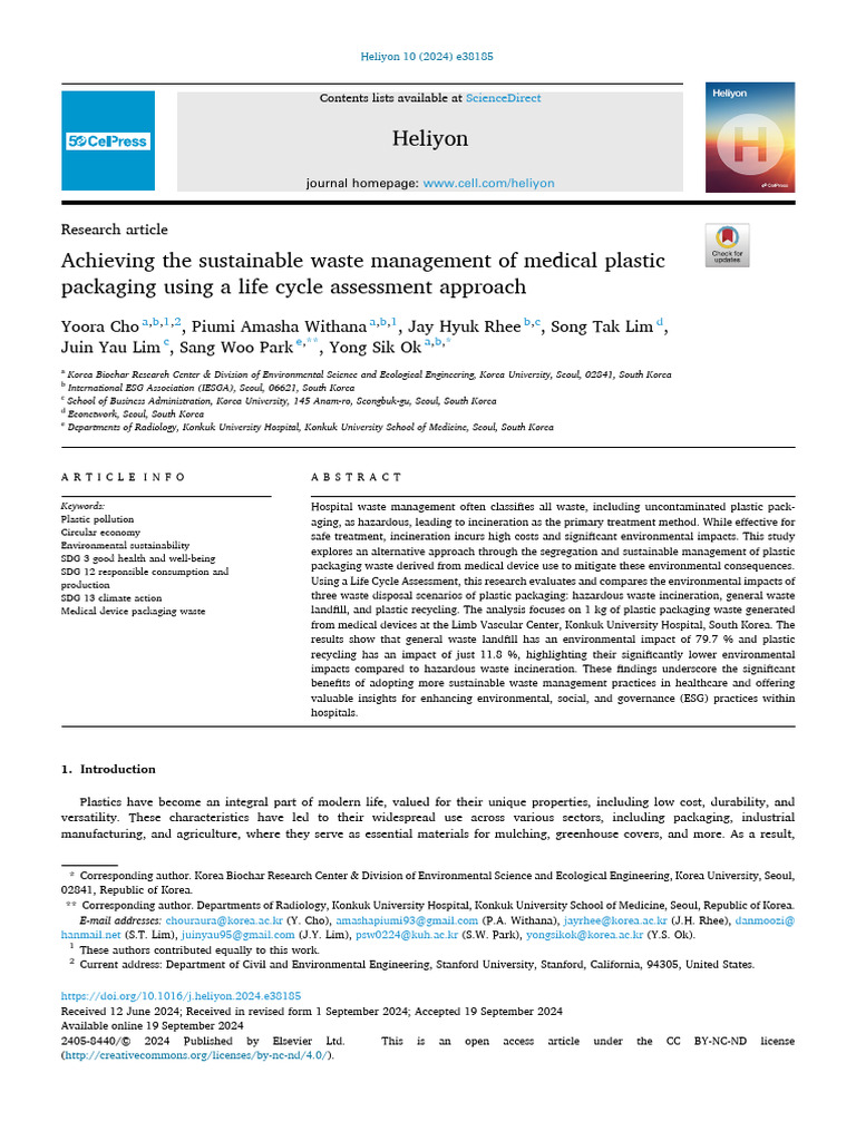 Achieving The Sustainable Waste Management of Medical Plastic Packaging ...