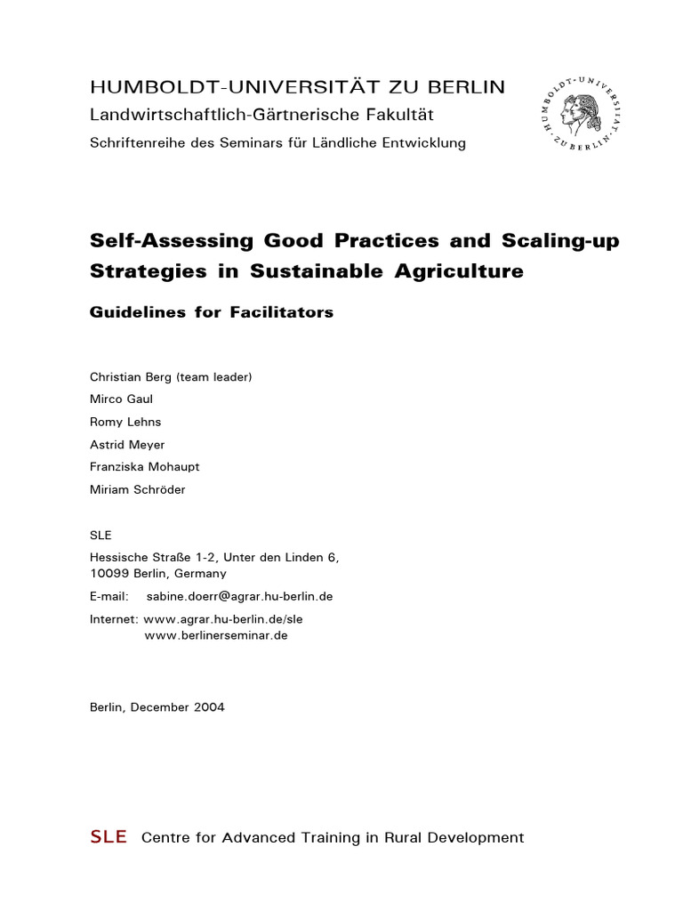 Self-Assessing Good Practices and Scaling-Up Strategies in Sustainable ...