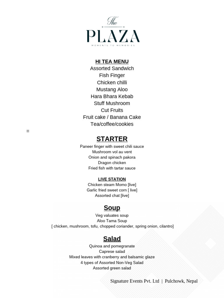 Menu For Nada AGM | PDF