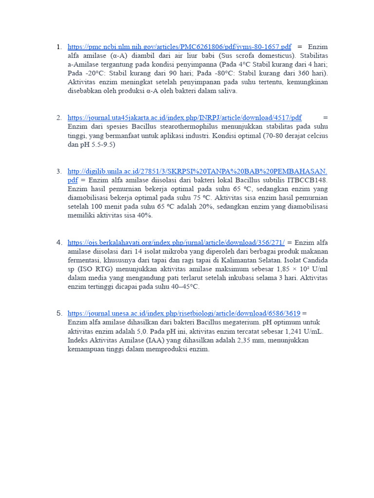 Spesifikasi Enzim A-Amylase | PDF