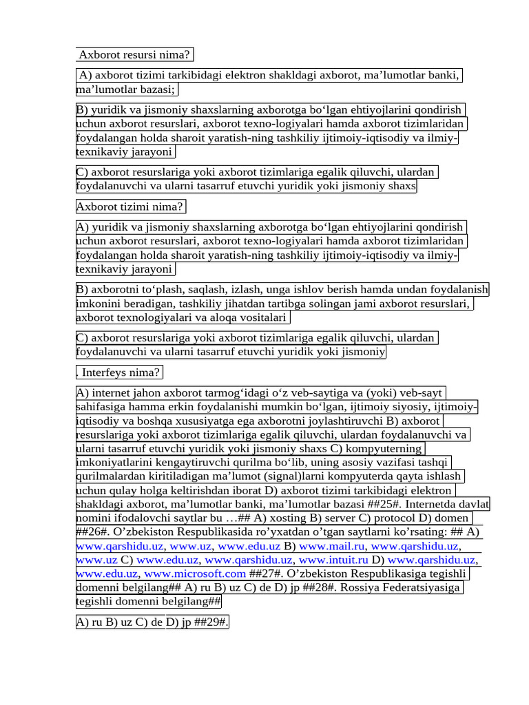 Axborot Resursi Nima | PDF