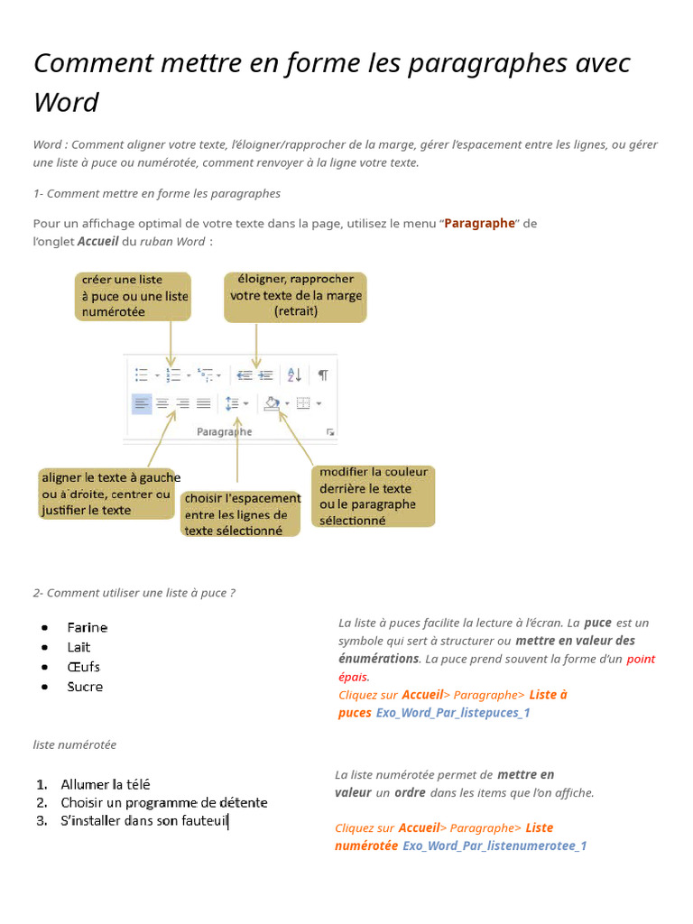 Mise en forme des paragraphes sur Word | PDF | Microsoft Word