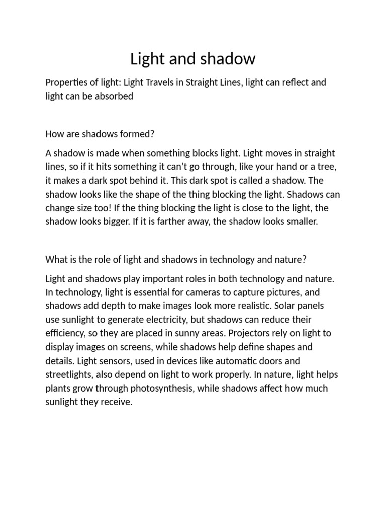 Light and Shadow Talia | PDF