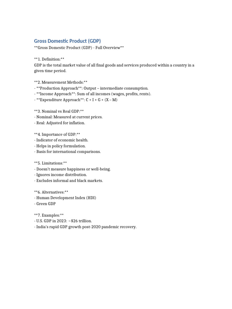 Comprehensive GDP Overview | PDF