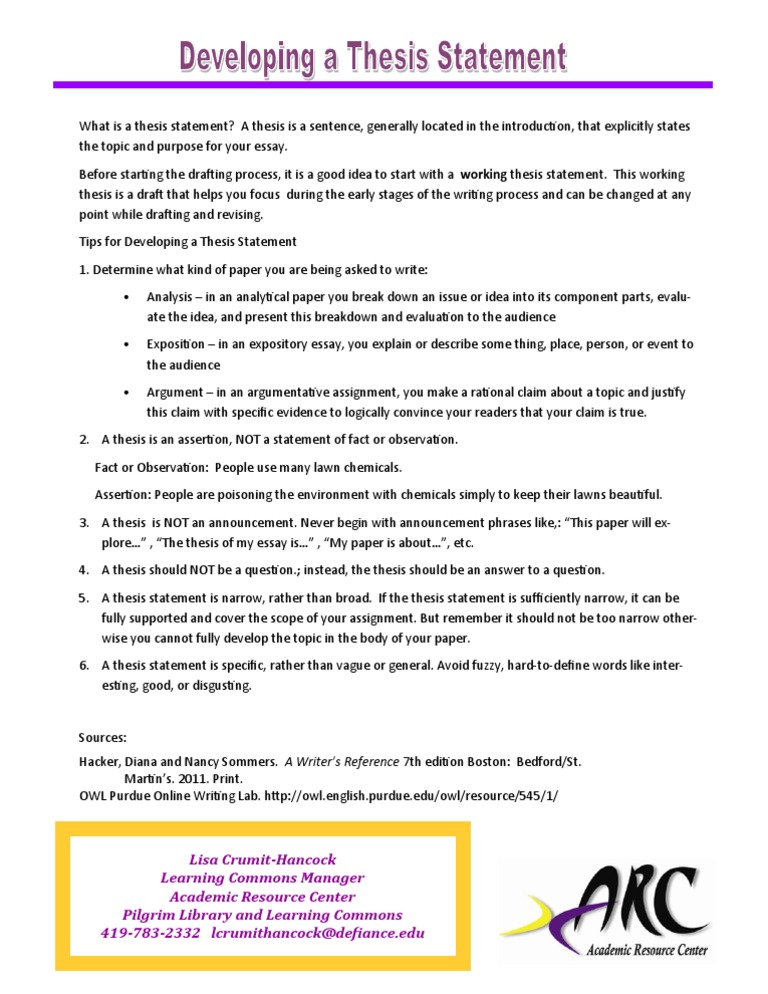 Developing A Thesis Statement | PDF | Science & Mathematics
