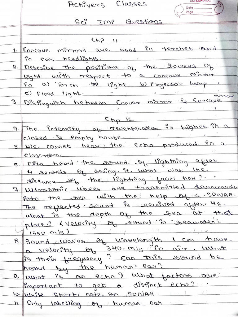 Sci - 1 Imp Questions | PDF