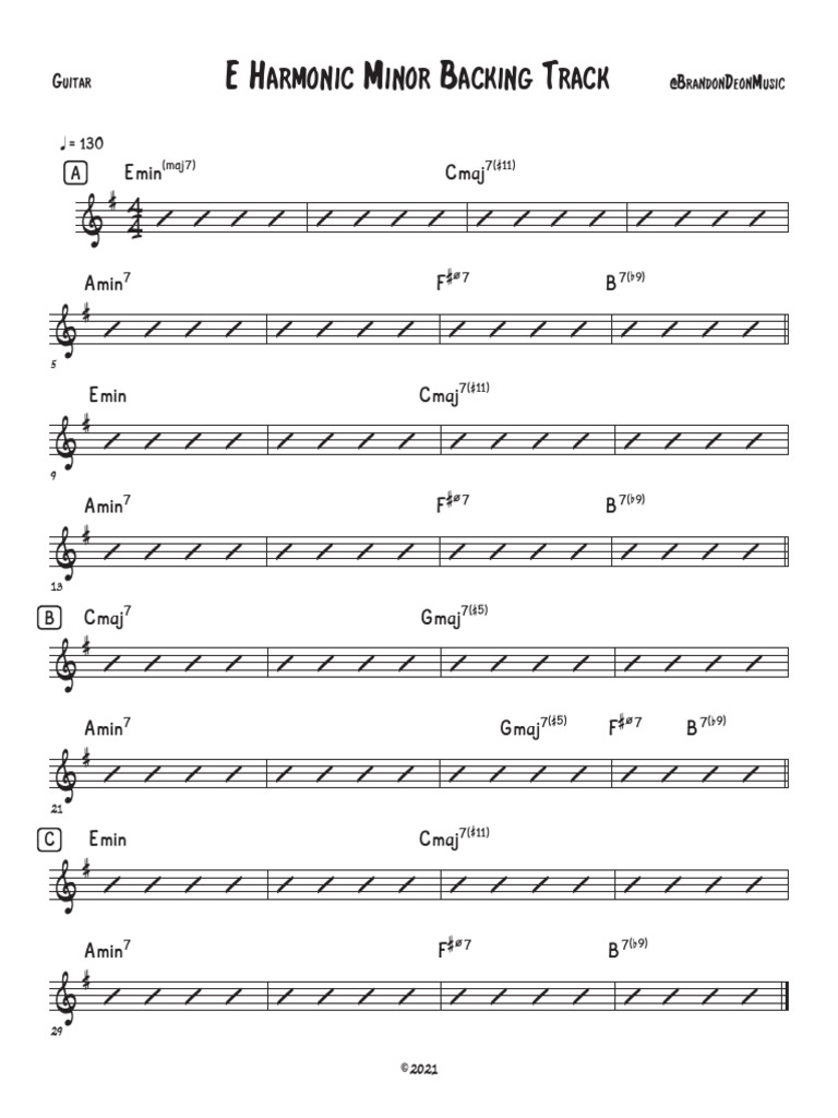 E Harmonic Minor Backing Track | PDF