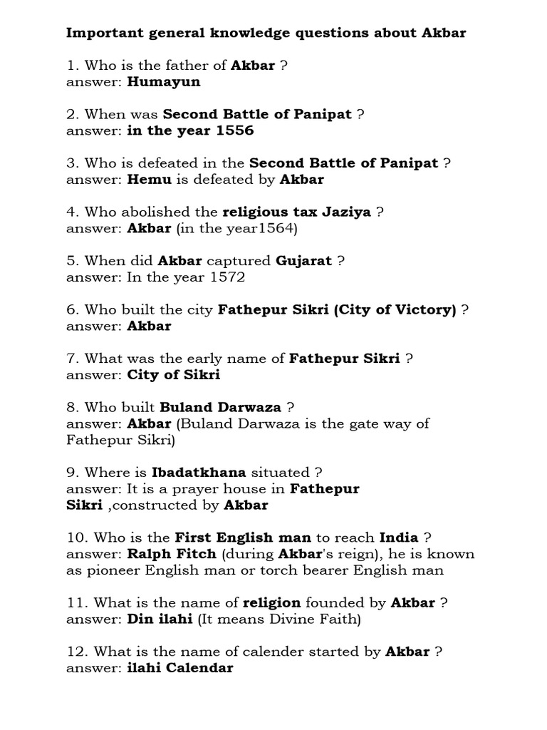 Key Facts About Akbar's Life | PDF | Mughal Empire