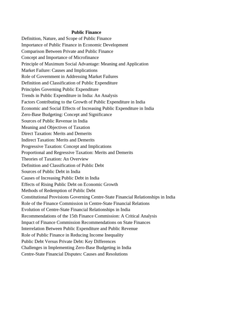 Comprehensive Guide to Public Finance | PDF