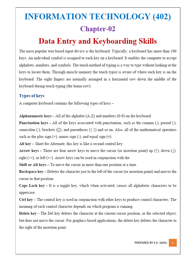 Data Entry & Keyboarding Skills | PDF | Computer Keyboard | Human–Computer Interaction