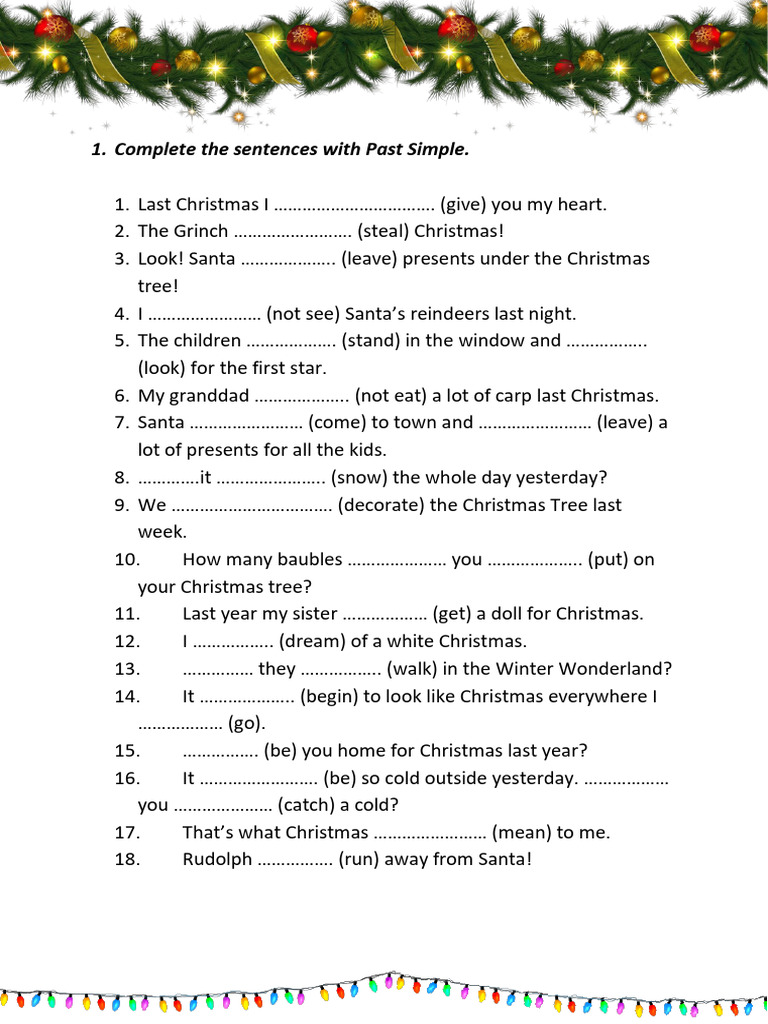 Christmas in Past Simple | PDF
