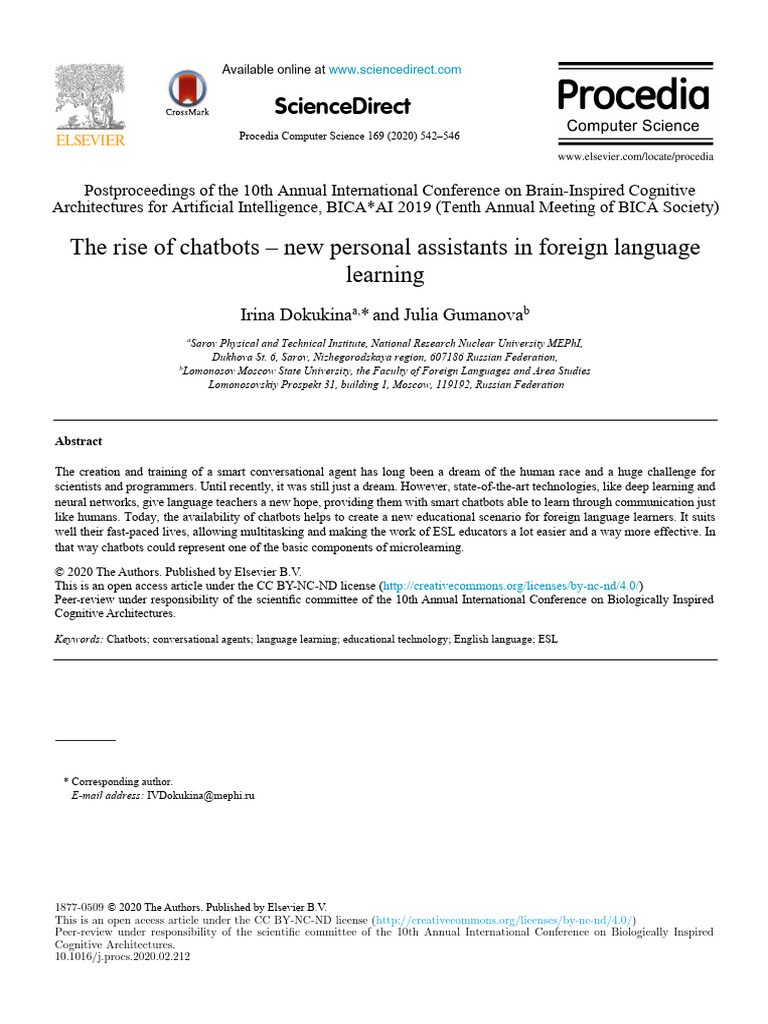 Chatbots as Language Learning Assistants | PDF | Learning | Cognitive Science