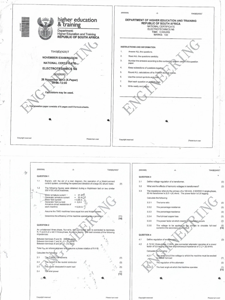 Electrotechnics n6 | PDF