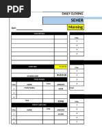 Cash Closing Sheet | PDF