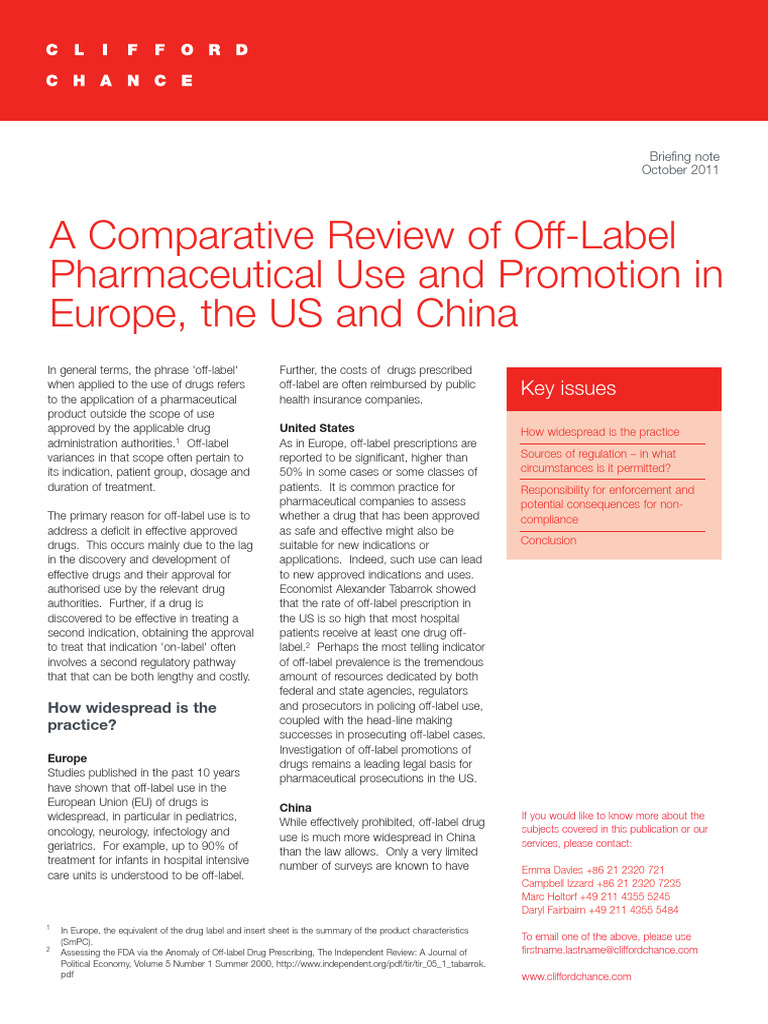 A Comparative Review of Off Label Pharmaceutical Use and Promotion in ...