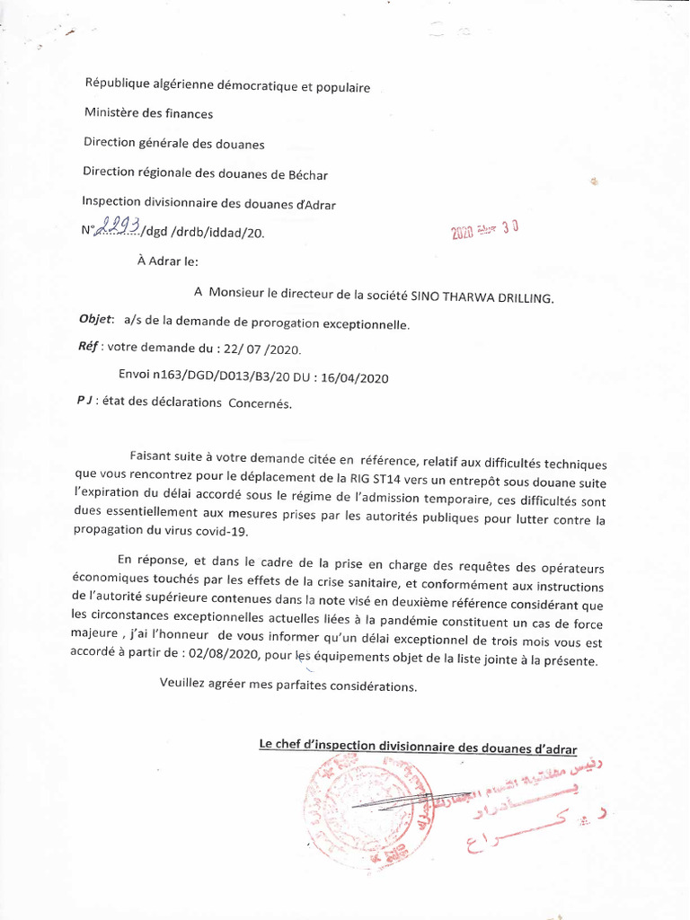 03 - ST#14 CUSTOMS LETTER EXTENSION UP To 01 Nov 20 | PDF