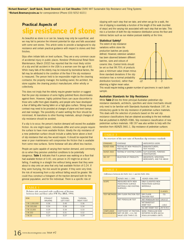 Slip Resistence of Stone | PDF | Materials