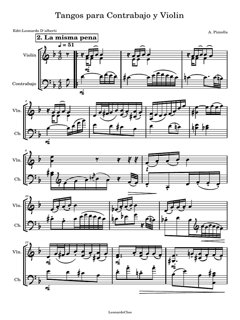 2 Tangos para Contrabajo y Violin | PDF