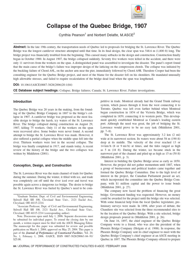 Assingment-1 Collapse of The Quebec Bridge, 1907 | PDF | Civil ...