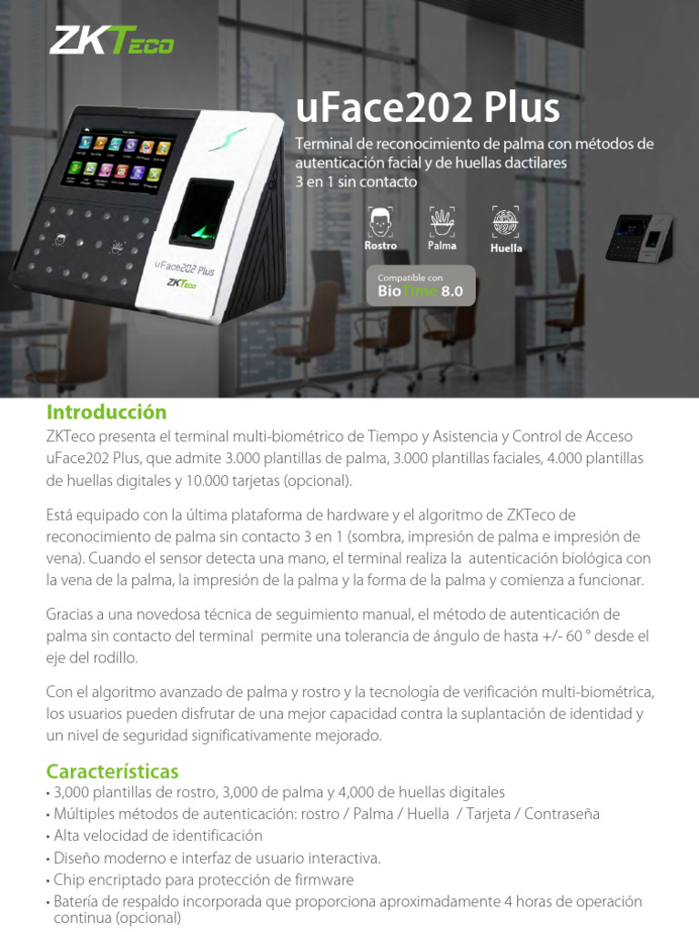 UFace202 Plus | PDF | Autenticación | Huella dactilar