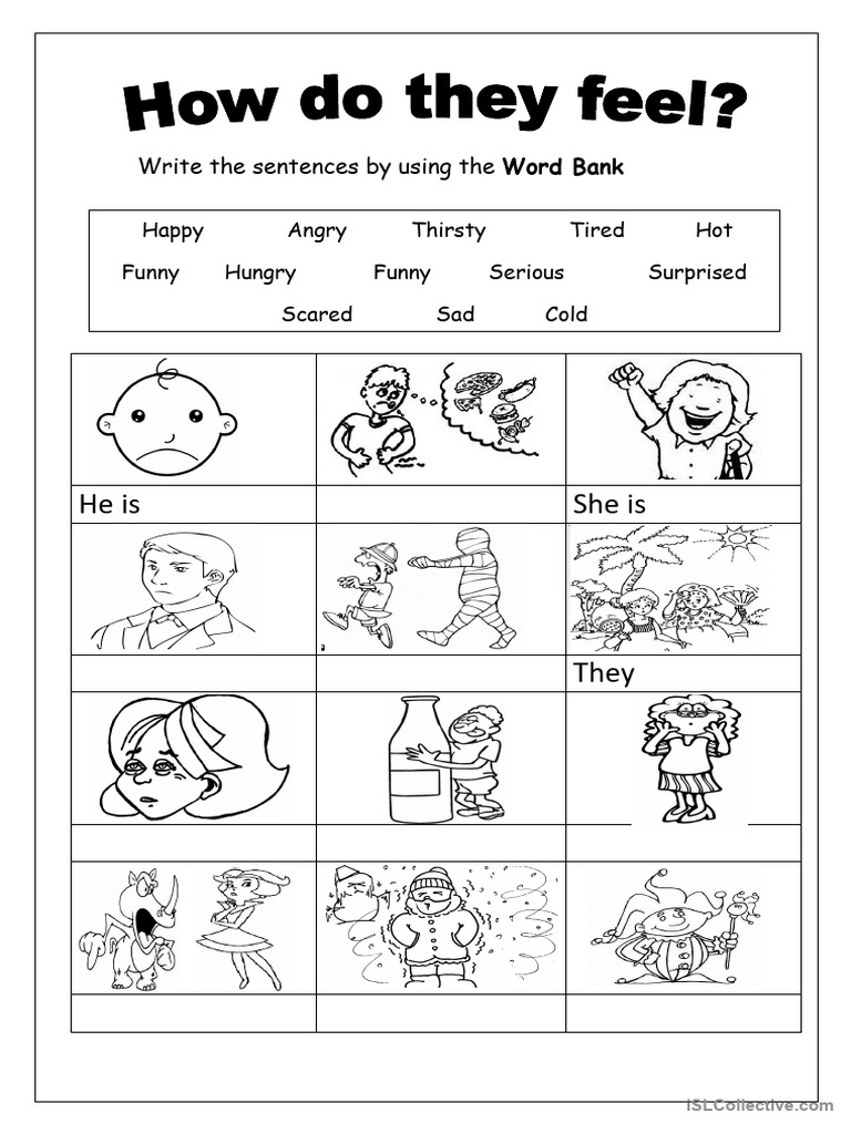 Emotion Vocabulary Sentence Practice | PDF