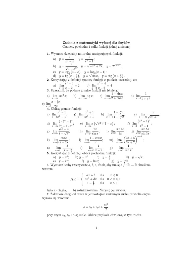 matematyka zadania 2 analiza | PDF