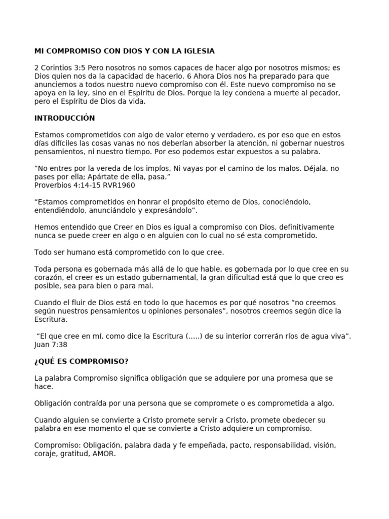 Mi Compromiso Con Dios y Con La Iglesia | PDF | Jacob | Cristo (título)