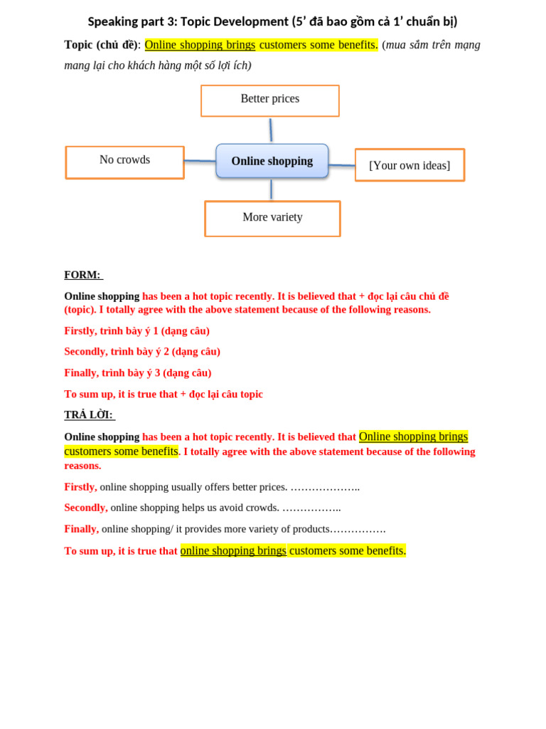 Speaking Part 3 - Template | PDF
