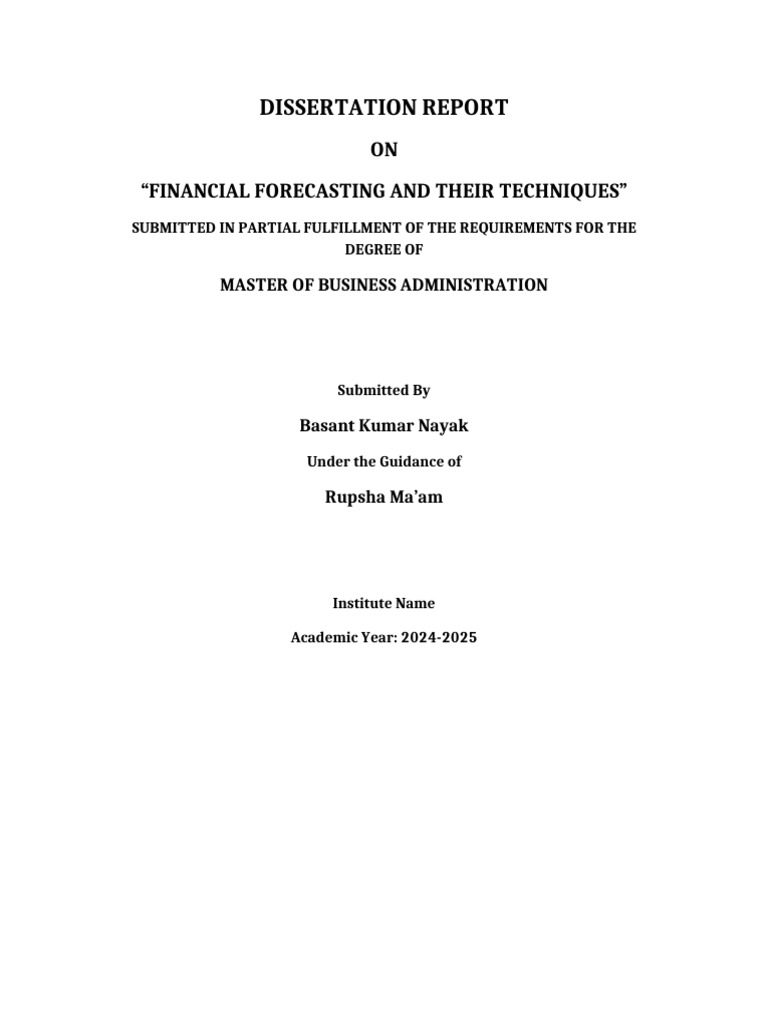 Dissertation Financial Forecasting Basant Kumar Nayak | PDF | Thesis ...