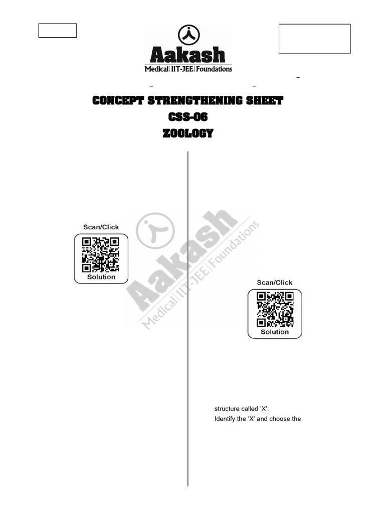 Concept Strengthening Sheet (CSS-06) Based on AIATS-06 (TYM_Phase-01 & 02)_Zoology | PDF | Heart ...