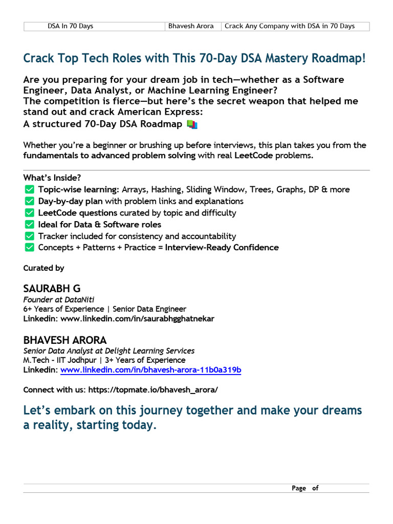 DSA Mastery in 70 Days 1744488645 | PDF | Discrete Mathematics | Combinatorics