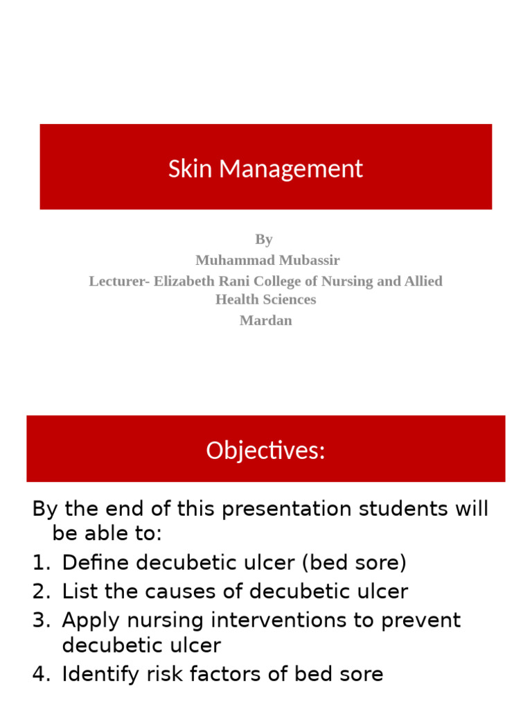 Fon1 Skin Management-1 | PDF | Skin | Wound