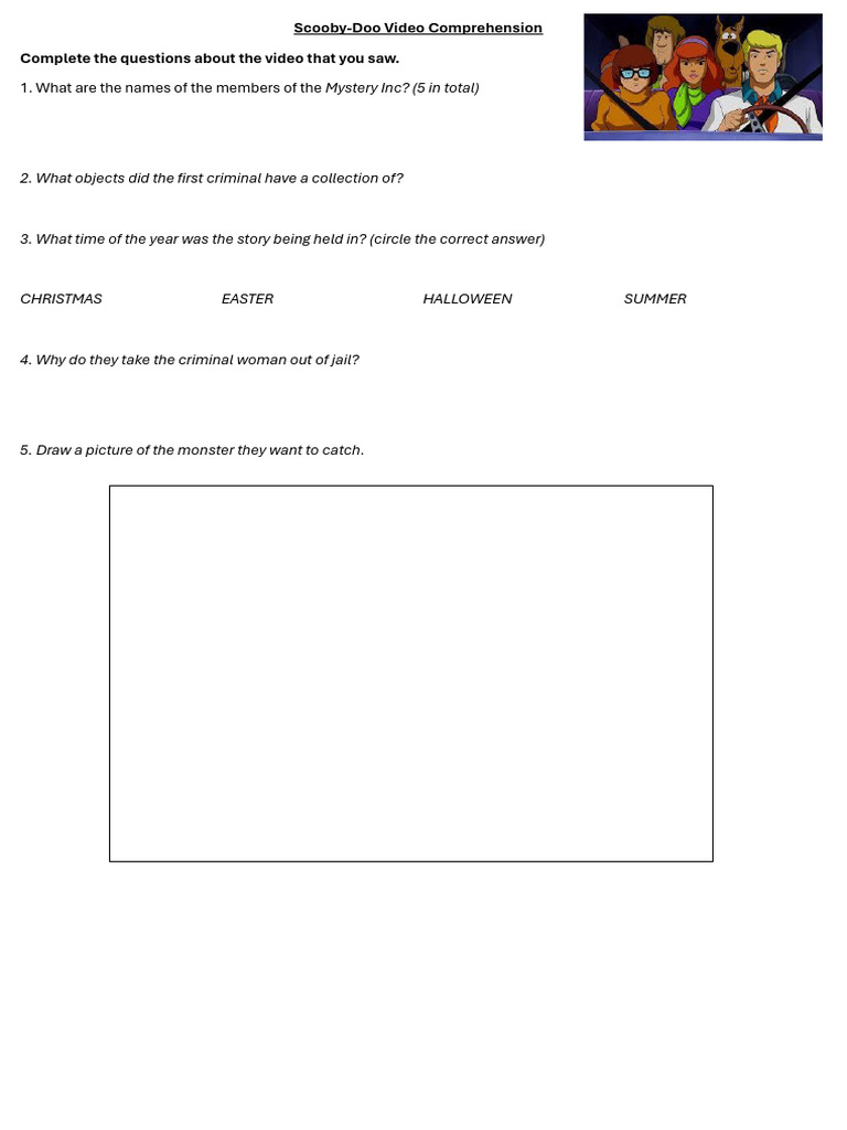 Scooby-Doo Video Comprehension Questions | PDF