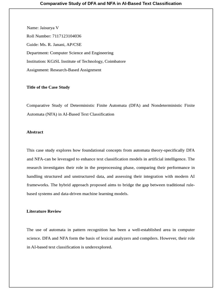 Case Study DFA NFA Text Classification | PDF | Artificial Intelligence ...
