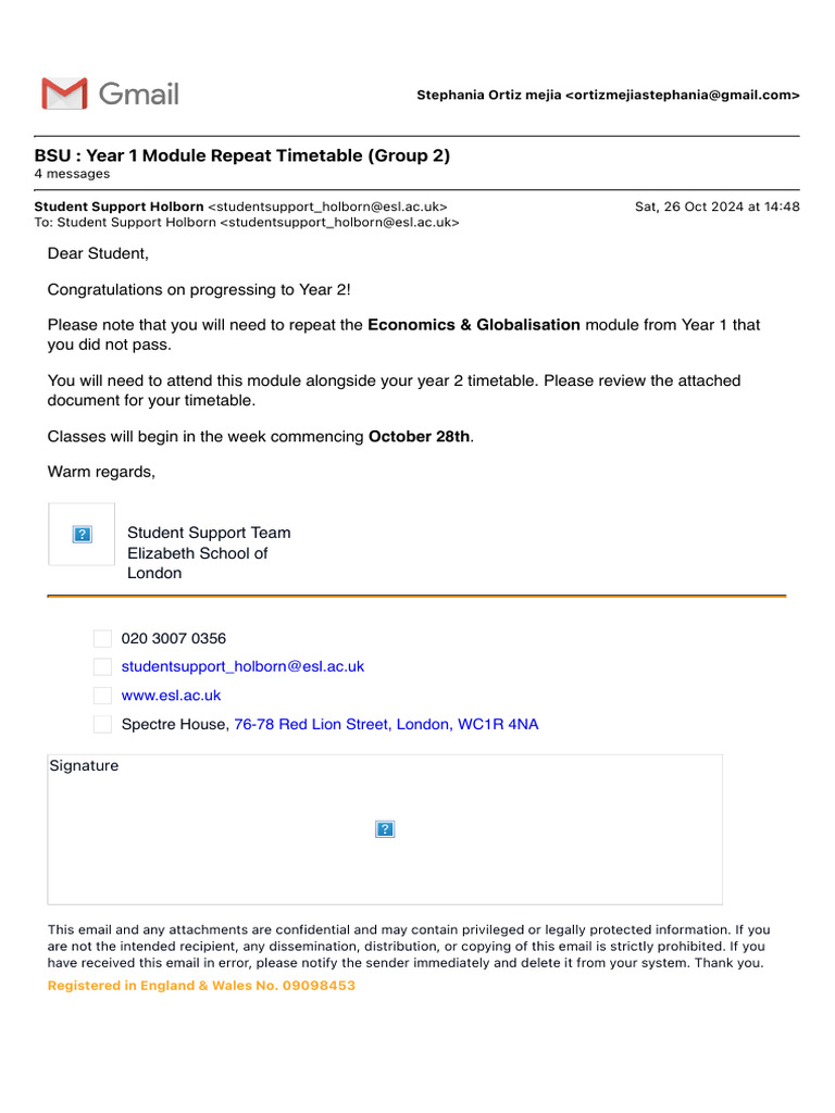 BSU - Year 1 Module Repeat Timetable (Group 2) | PDF