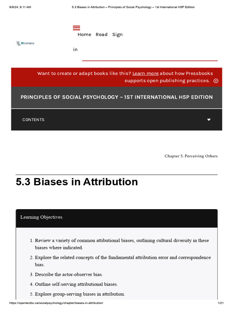 Attribution Biases in Social Psychology | PDF | Bias | Social Psychology