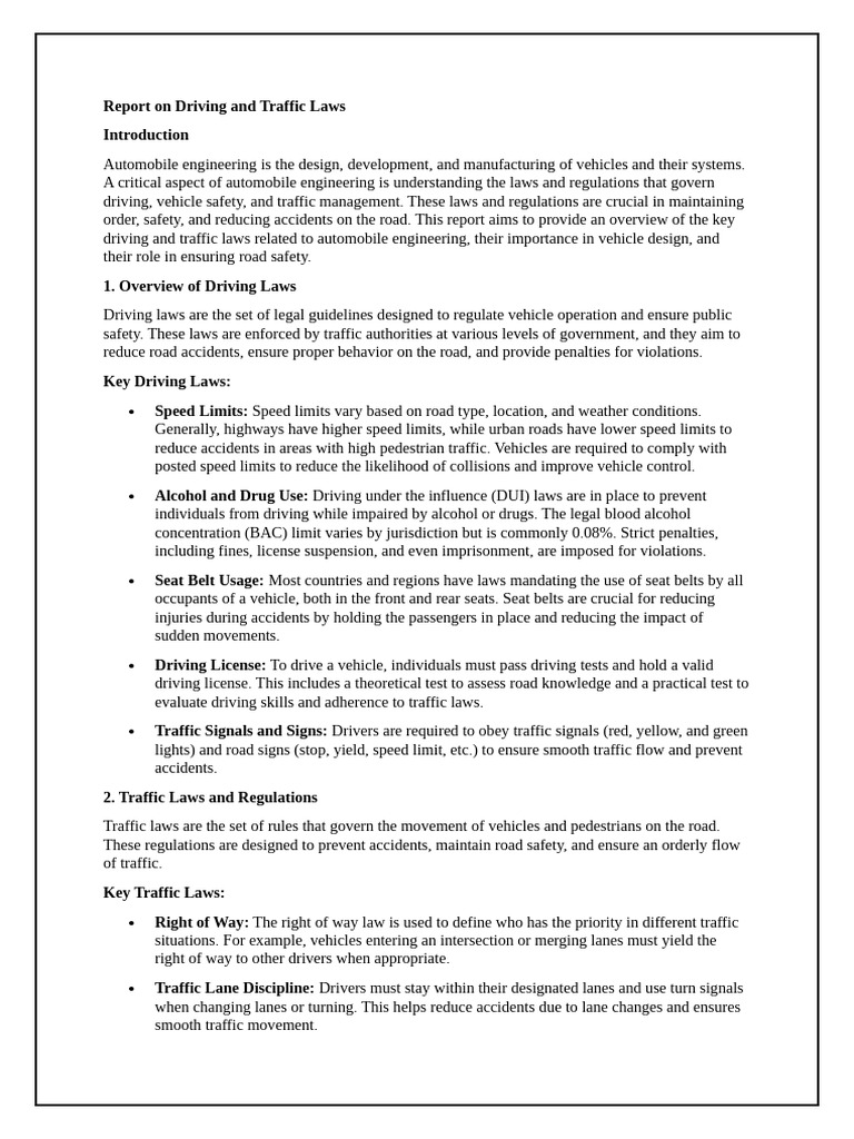 Overview of Driving and Traffic Laws | PDF | Traffic | Traffic Collision