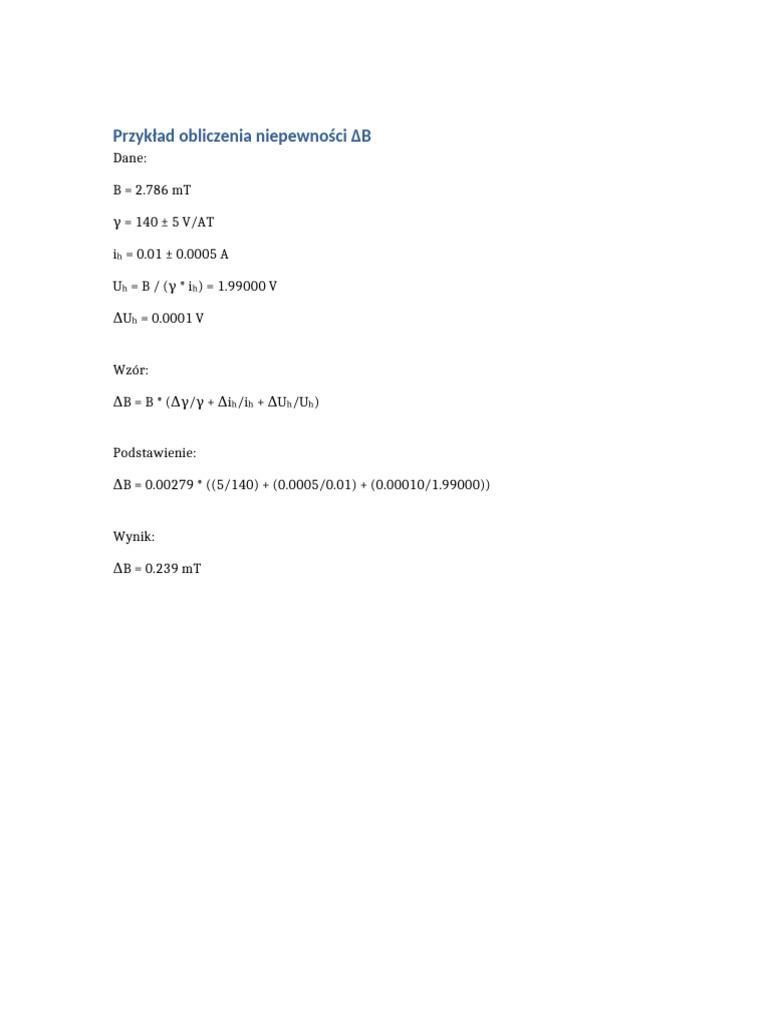 Przyklad Obliczenia DeltaB 2 786mT | PDF