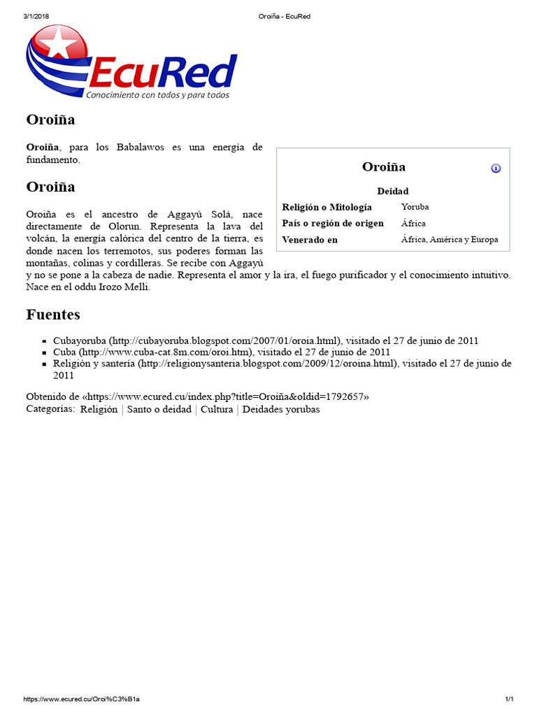 Oroiña - EcuRed | PDF