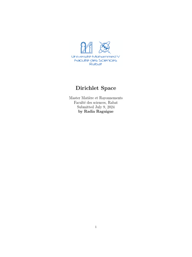 Understanding Dirichlet Space in Analysis | PDF | Complex Analysis ...
