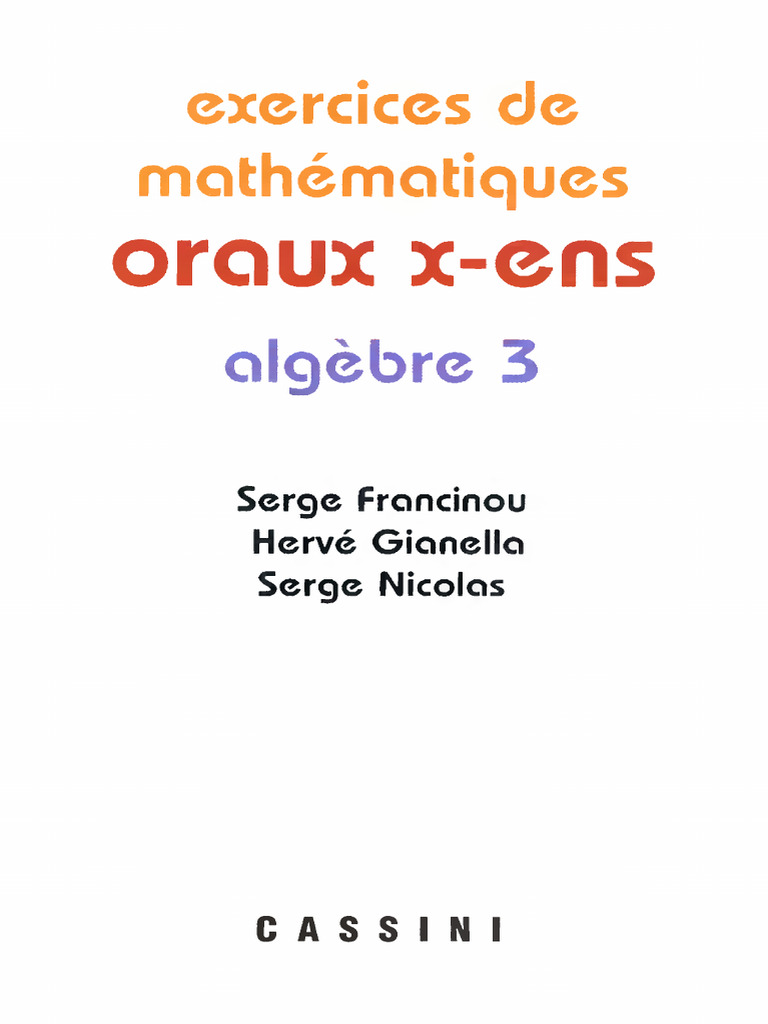 Oraux X-Ens Algebre 3 | PDF