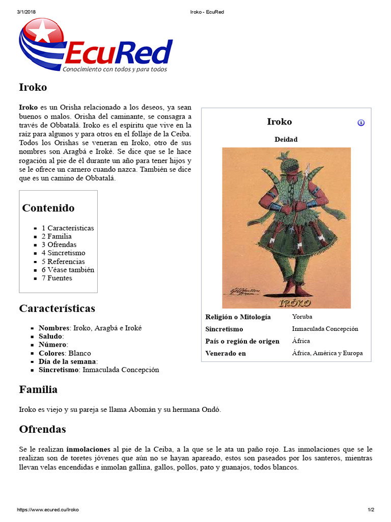 Iroko - EcuRed | PDF | Santeria | Religiones religiosas