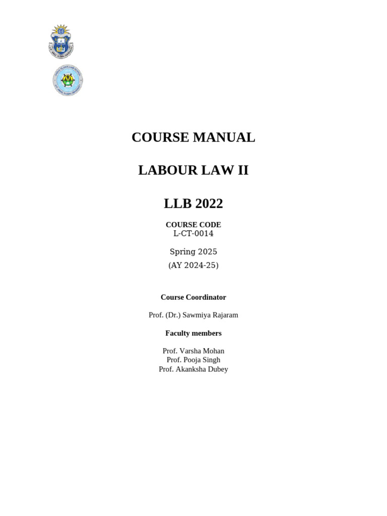 Course Manual Labour Law II | PDF | Educational Assessment | Disability