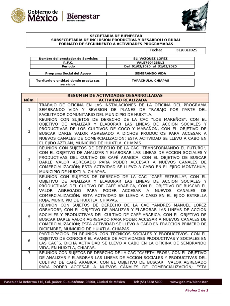 Informe Resumen-Mar 2025 - Dago | PDF | Chiapas