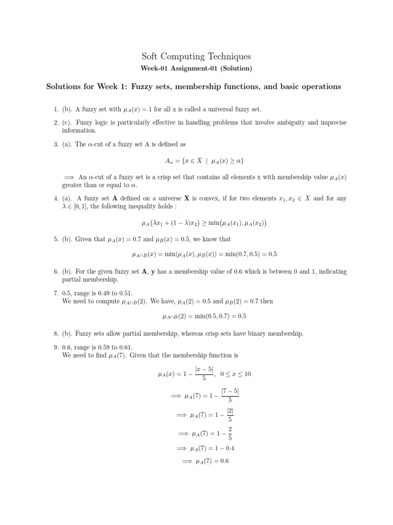 WEEK01 Assignment01 Solution | PDF | Fuzzy Logic | Mathematical Concepts
