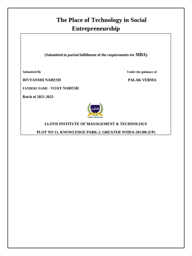Divyanshi Naresh Mini Project MBA IInd SEMESTER | PDF | Social ...