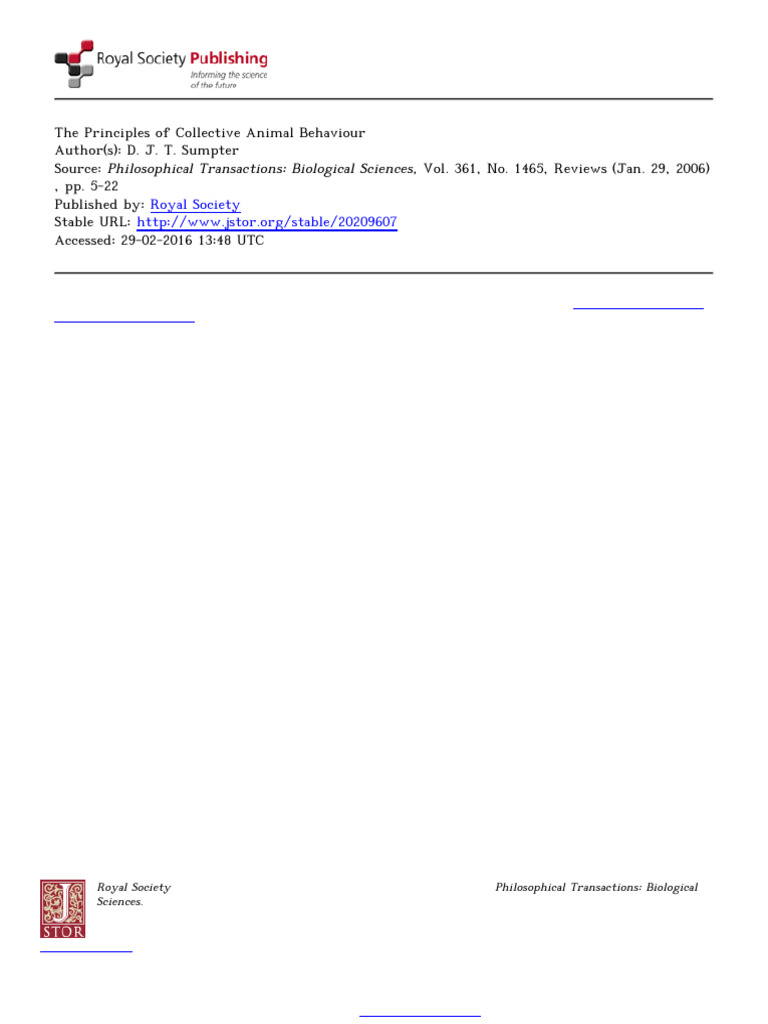 Sumpter | PDF | Ant | Self Organization