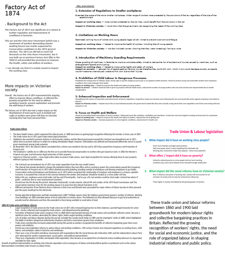 Factory Act of 1874: Worker Safety Reforms | PDF | Occupational Safety ...
