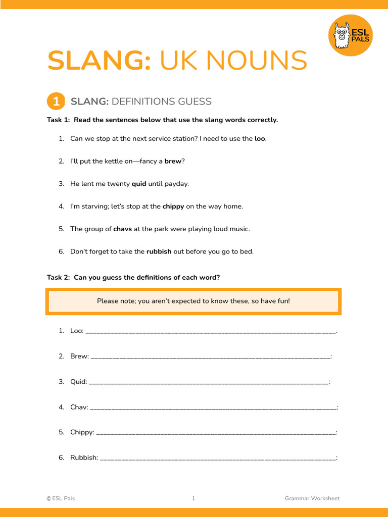 (SV) UK Slang Nouns | PDF