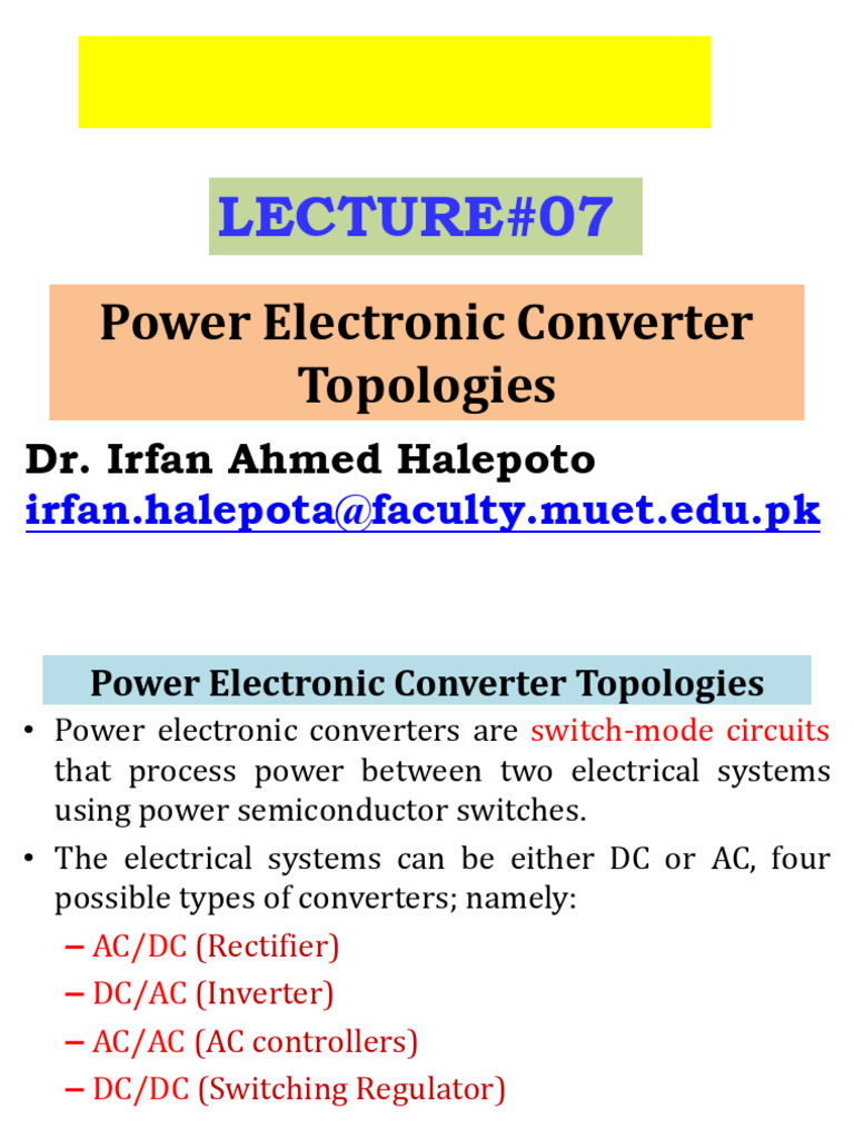 LEC-07 (Power Electronic Converters) - Selected | PDF | Power Electronics | Power Inverter